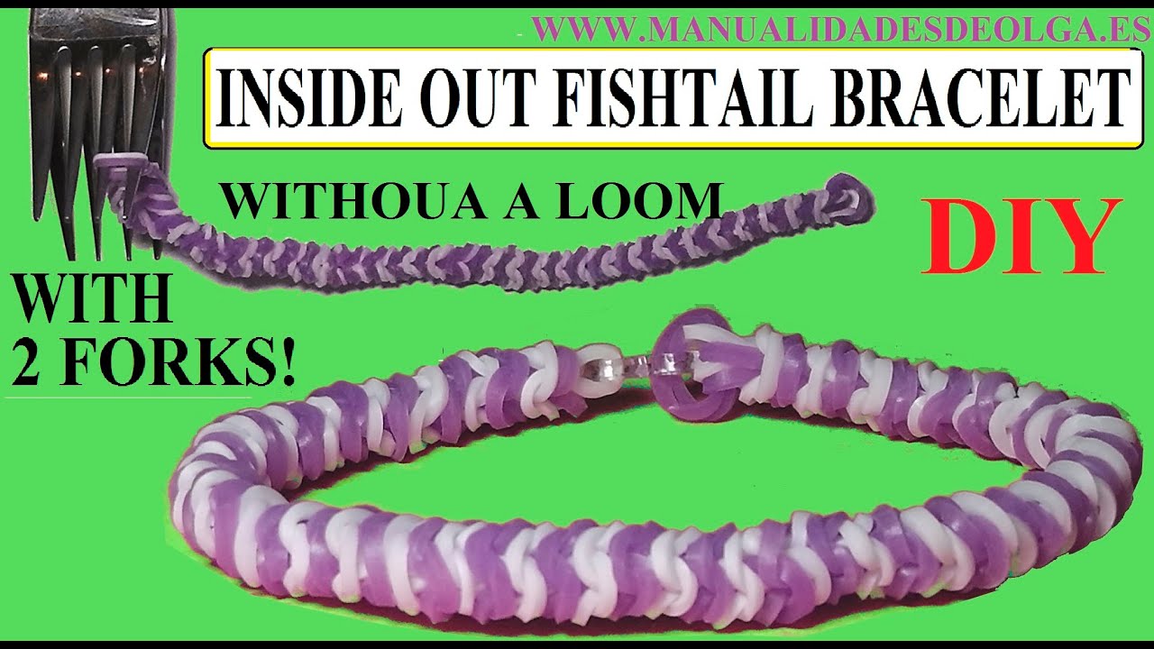 HOW TO MAKE INSIDE OUT FISHTAIL BRACELET . WITH 2 FORKS! WITHOUT ...