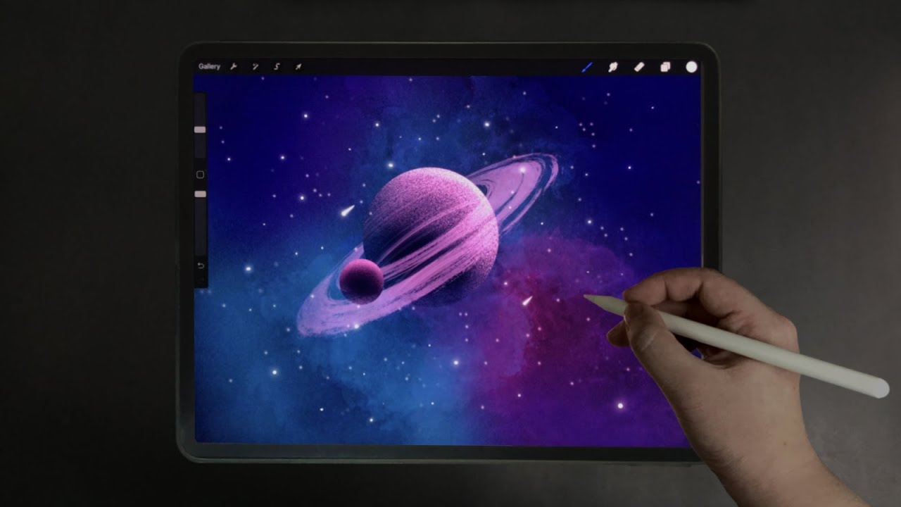 Galaxy Pink Planet iPad Procreate Drawing - Digital Illustration - YouTube