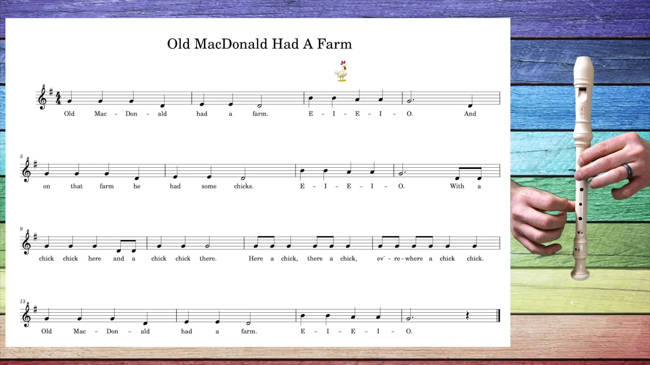 Old Macdonald Recorder Finger Chart Old MacDonald Had A Farm Play