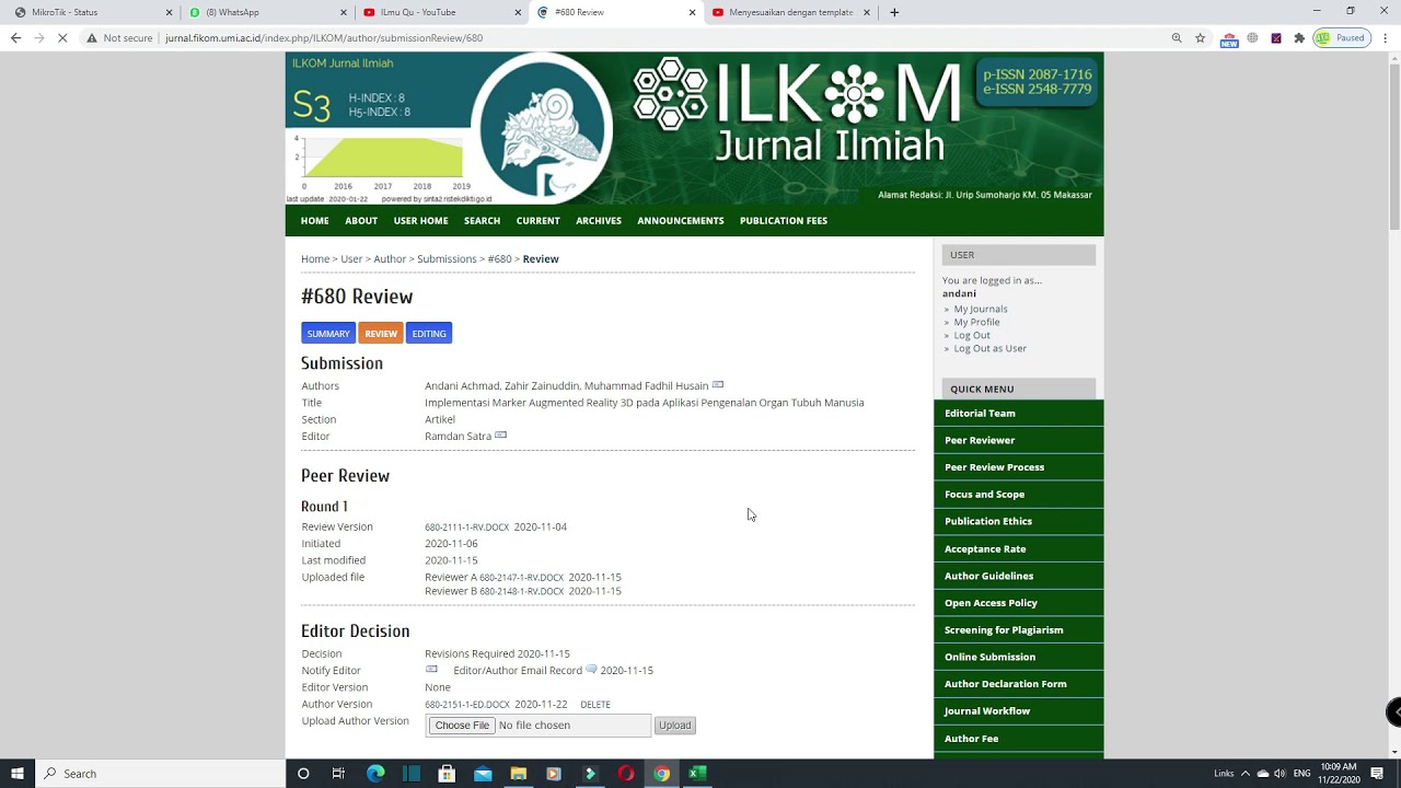 Cara upload file revisi penulis di website jurnal - YouTube