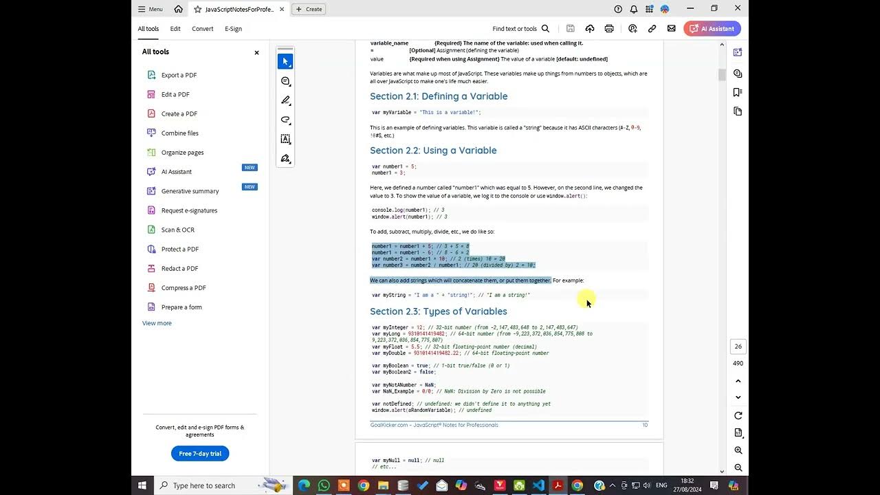 Day2 JS Introduction To Variables in JavaScript - YouTube