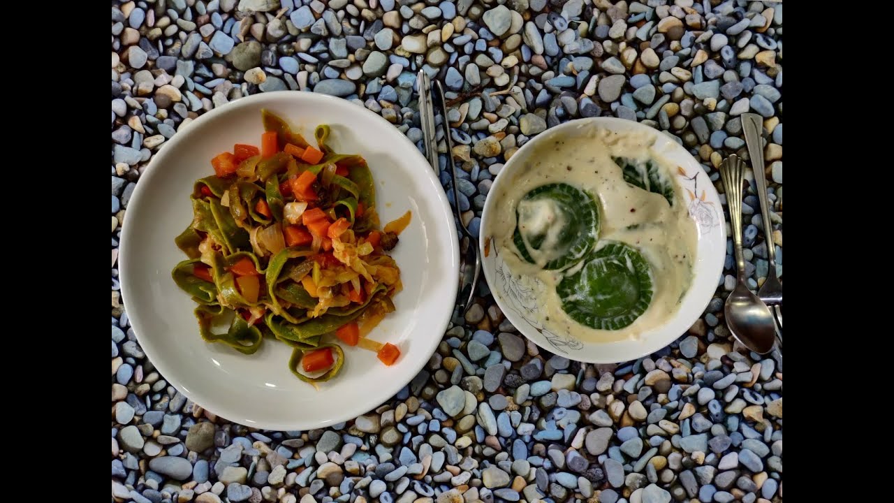 Rookie @ Spinach Pasta Dough - stuffed & ribbon pasta - YouTube