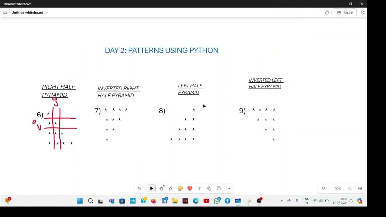 PATTERNS USING PYTHON DAY-2#patterns#pythonforbegineers #interviewpreparation #learningeasy # ...
