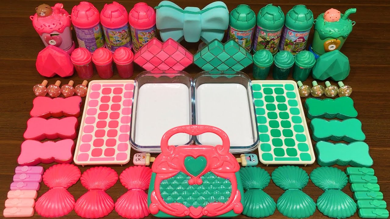 PINK vs MINT !!! Mixing random into GLOSSY slime !!!Satisfying Slime ...