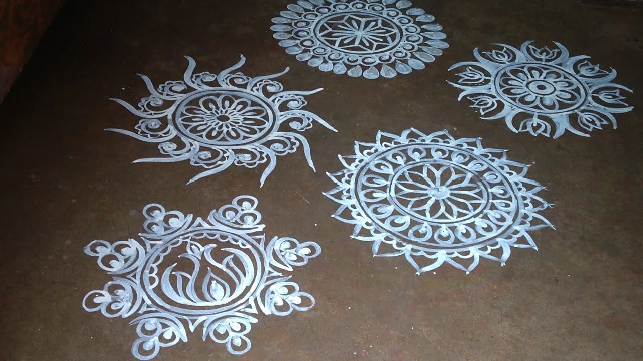 5 different circle alpona design - YouTube