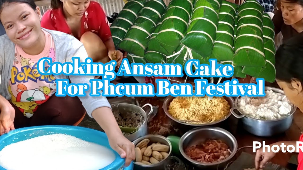 Cooking Traditional cake"Ansam cake" for Phcum Ben Festival with my big ...