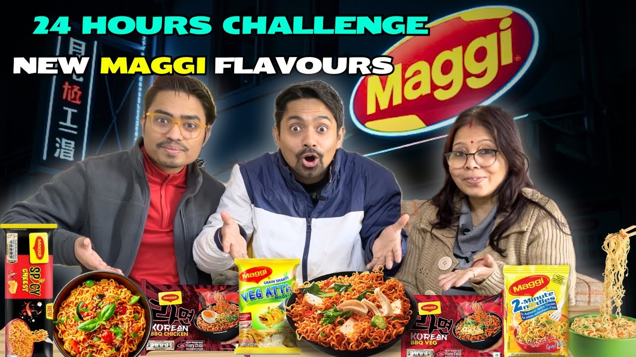 Trying All Maggi Flavours for 24 Hours with Family! 🍜👨‍👩‍👧 - YouTube
