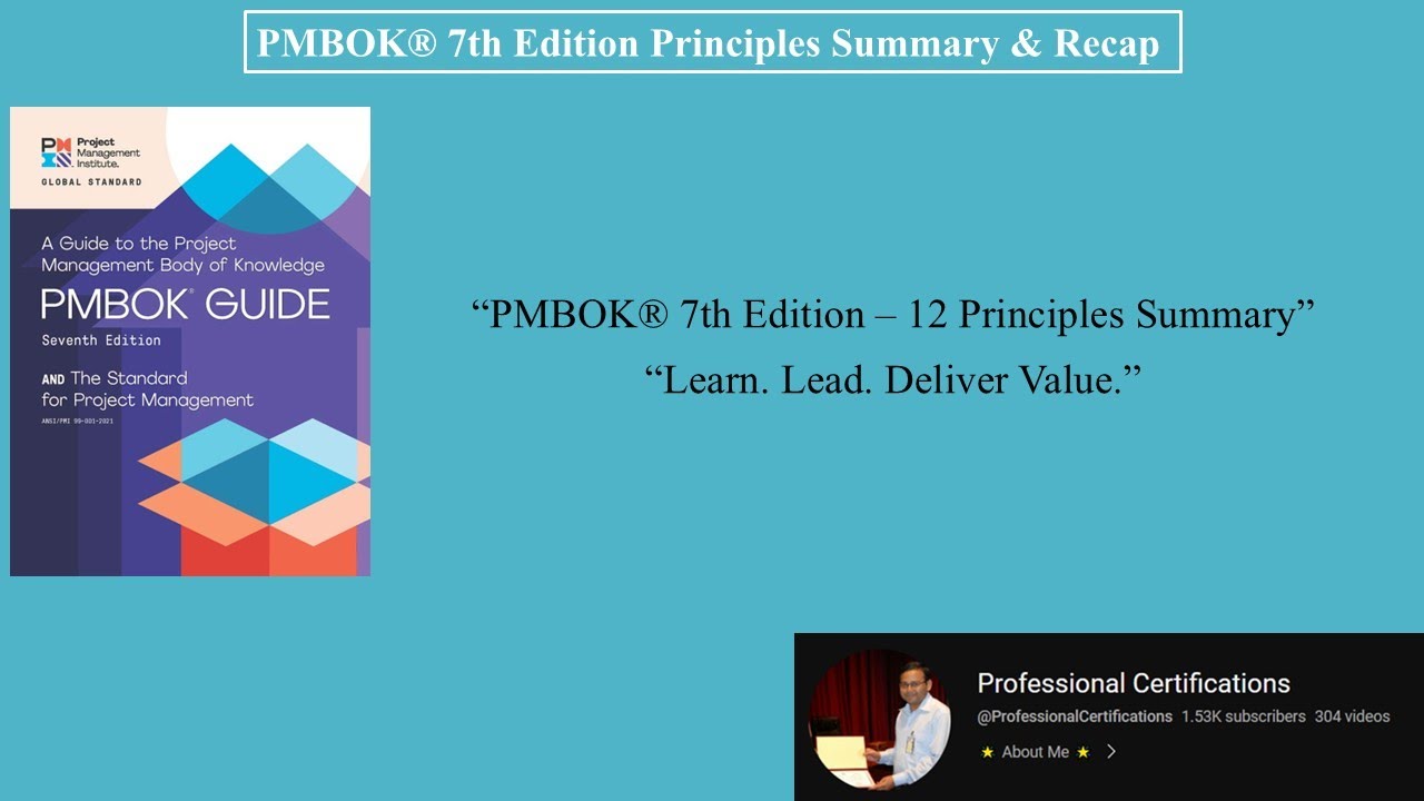 PMBOK® 7th Edition Principles Summary & Recap - YouTube