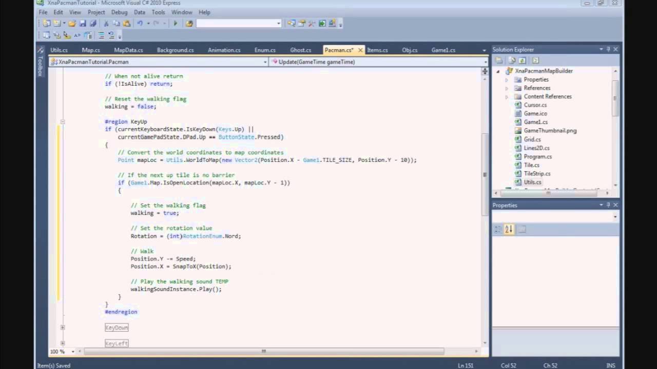 How to build a Pacman game in XNA - 31. Pacman Tile Collision (part 2 ...
