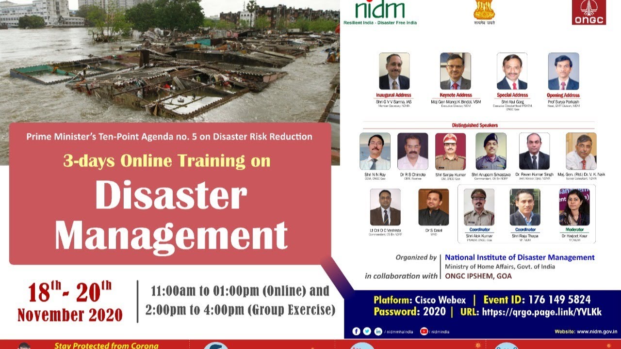 3-days Online Training on "Disaster Management".| NIDM | MHA | COVID-19 ...