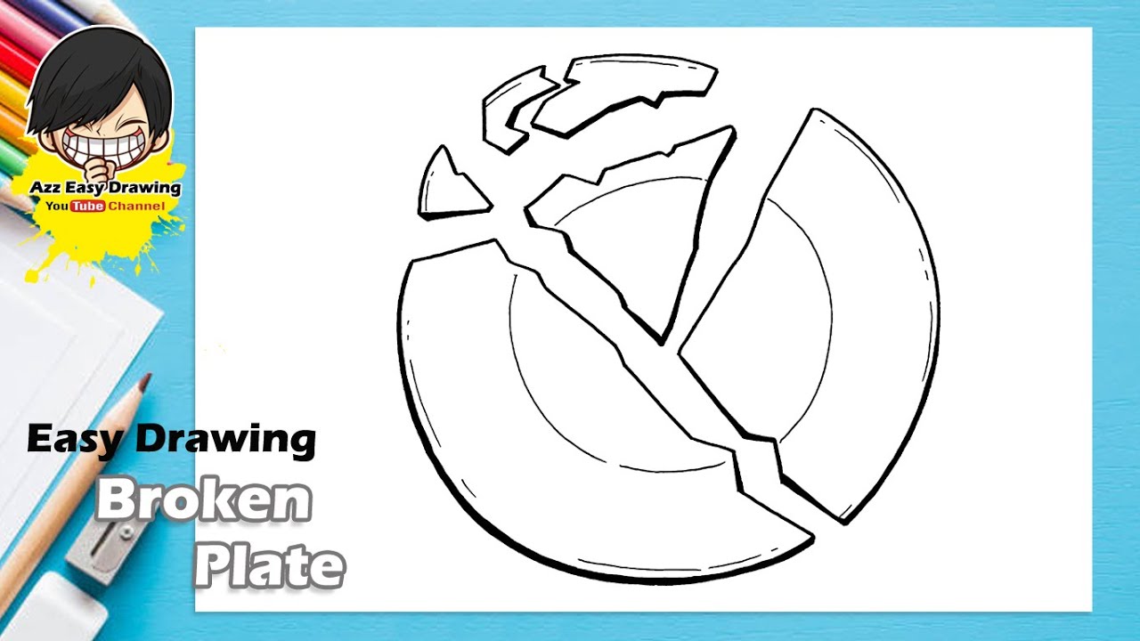 Easy Drawing Broken Plate - YouTube