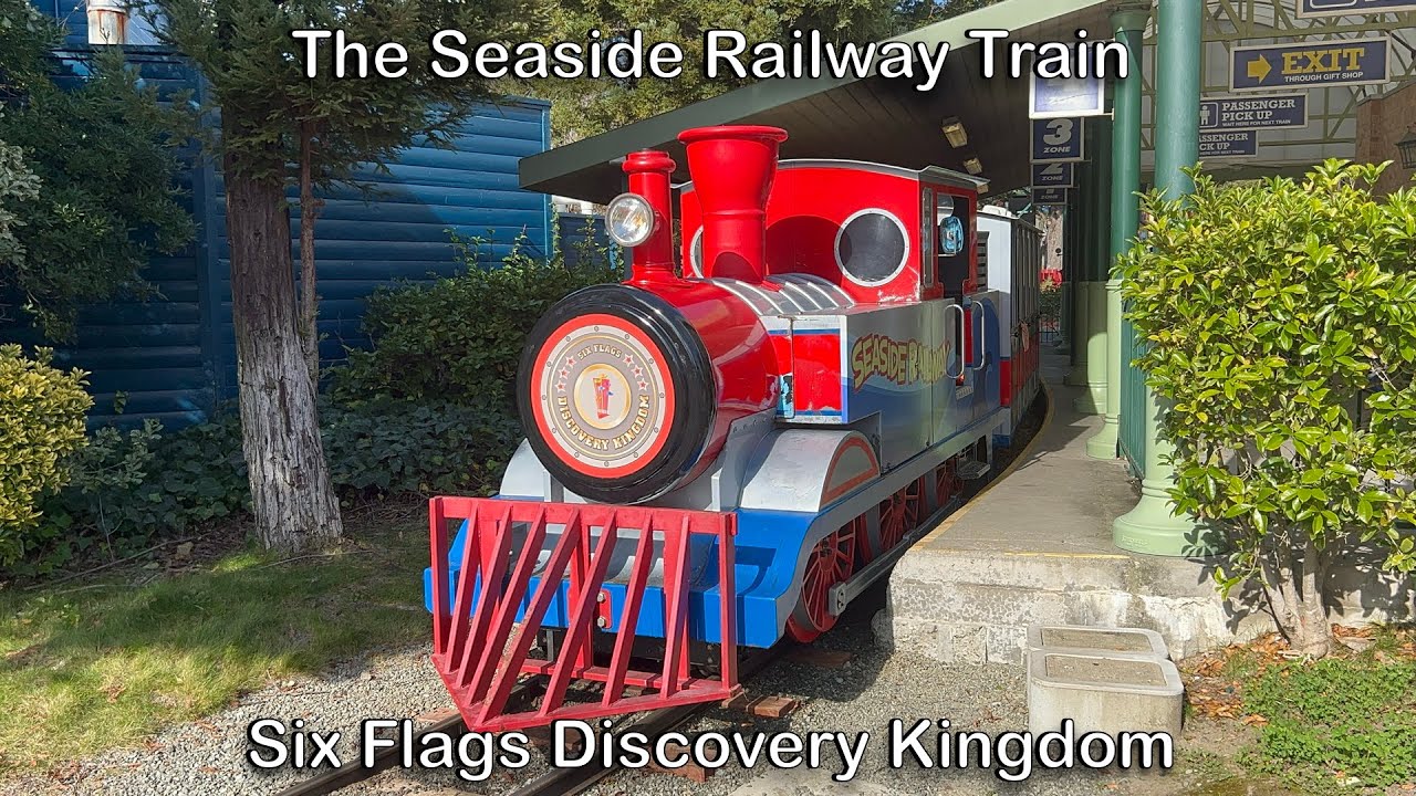 The Seaside Railway Train at Six Flags Discovery Kingdom Full Ride 2026 ...