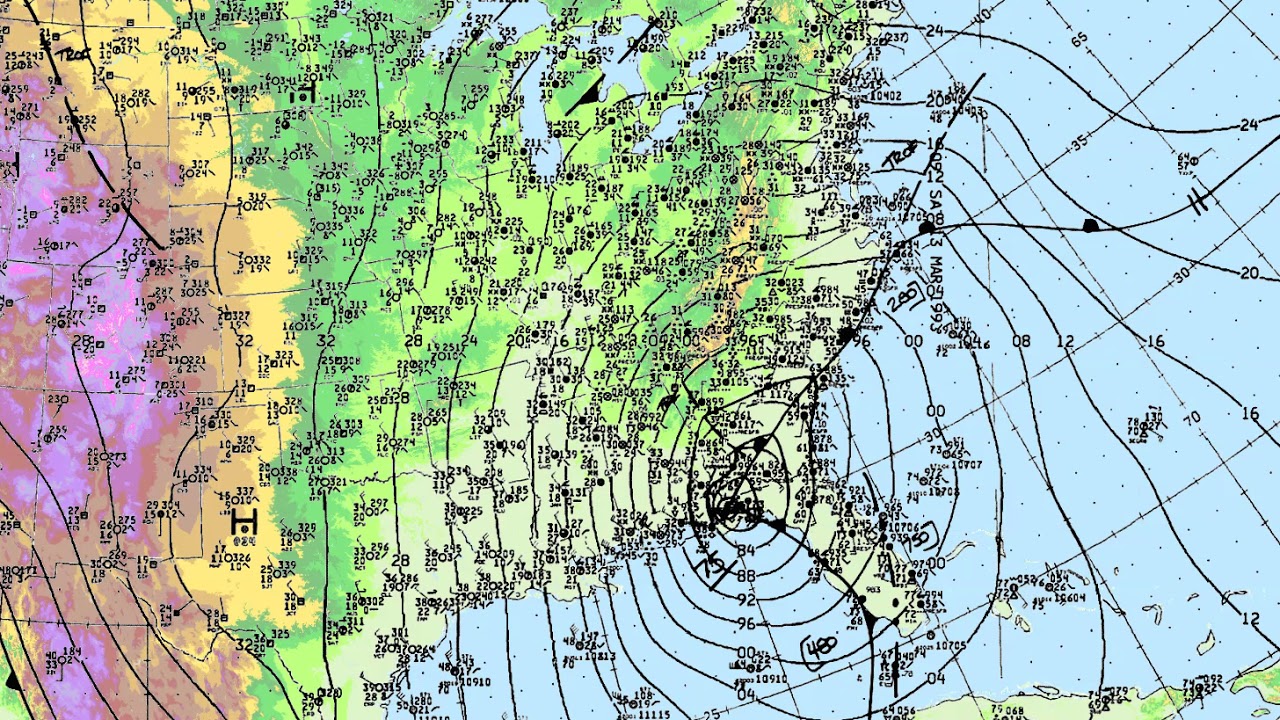 Blizzard of 1993 / Storm of the Century Surface Plot Map Loop - YouTube