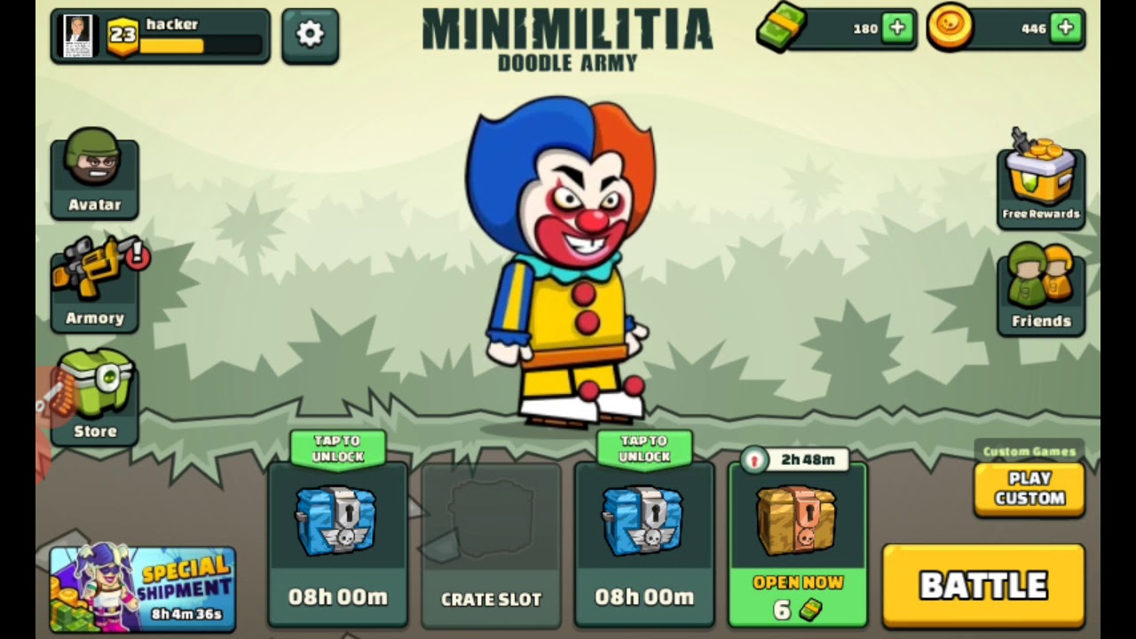 How to open mini militia all create in 5 minut - YouTube