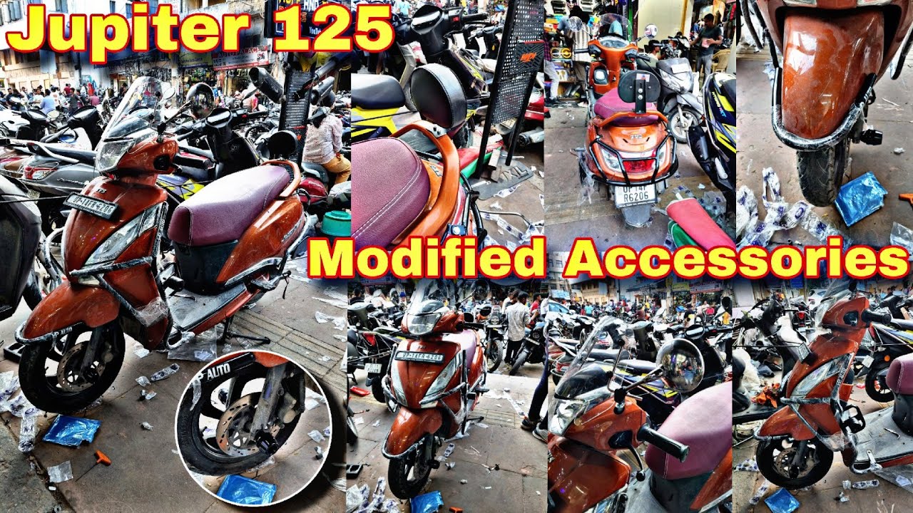 TVS Jupiter 125 😎 Full Modified Accessories🔥 Plug And Play💪Crash Guard ...