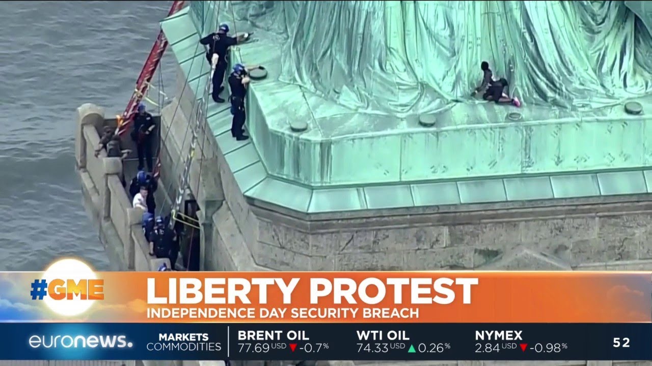 Statue of Liberty protest - YouTube