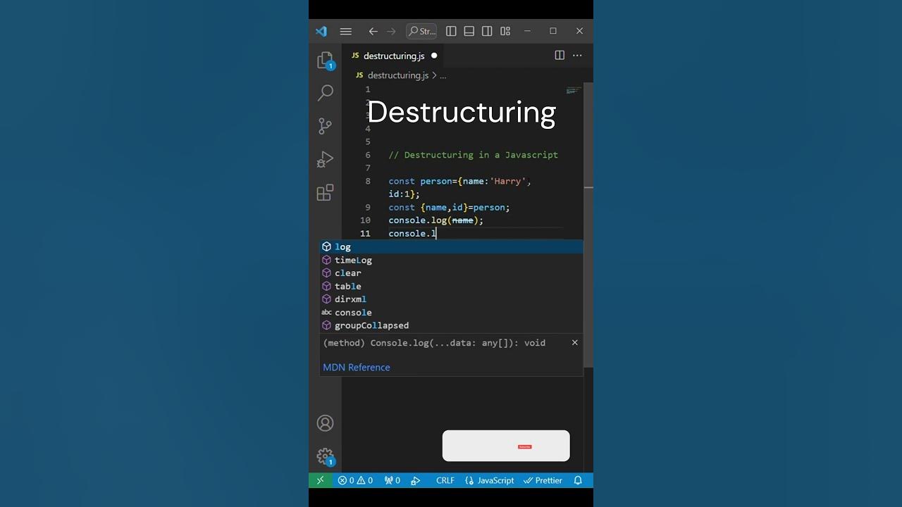 Destructuring In Javascript Learnjs Code Javascript Learn Codinglife Webdevelopment Top
