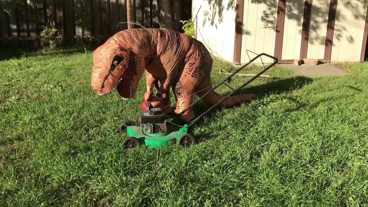T-Rex Mows the Lawn - YouTube