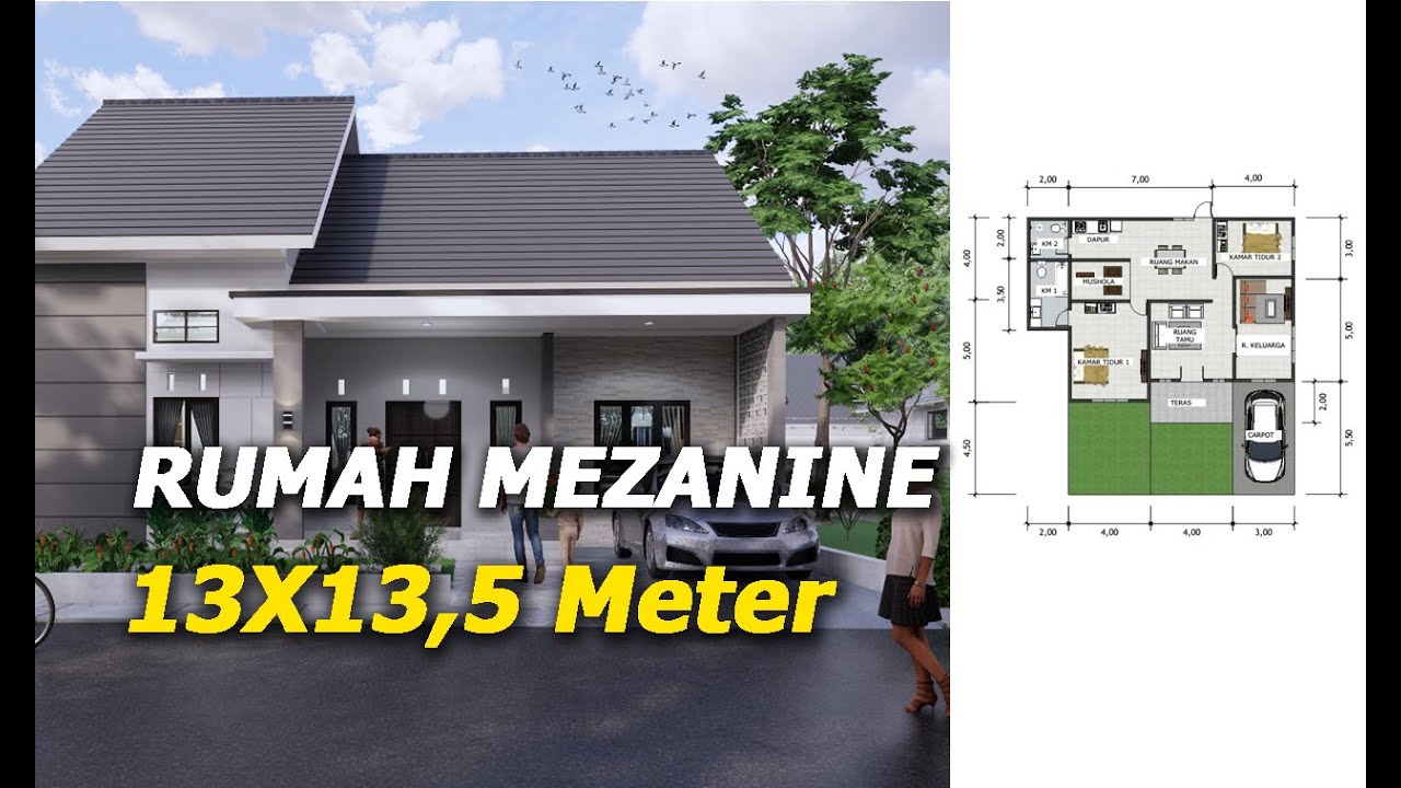 Desain Rumah Mezanine 13X13,5 Meter - YouTube