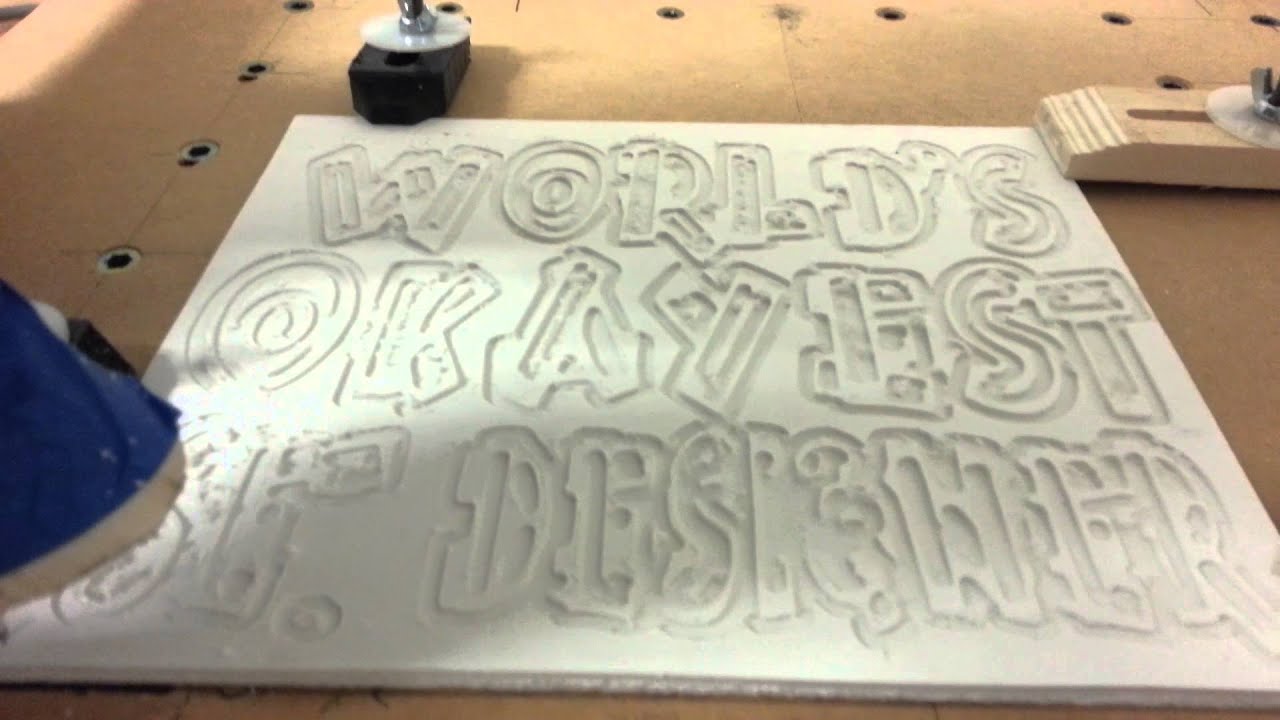 Shapeoko 2 carving on a small piece of PVC. - YouTube