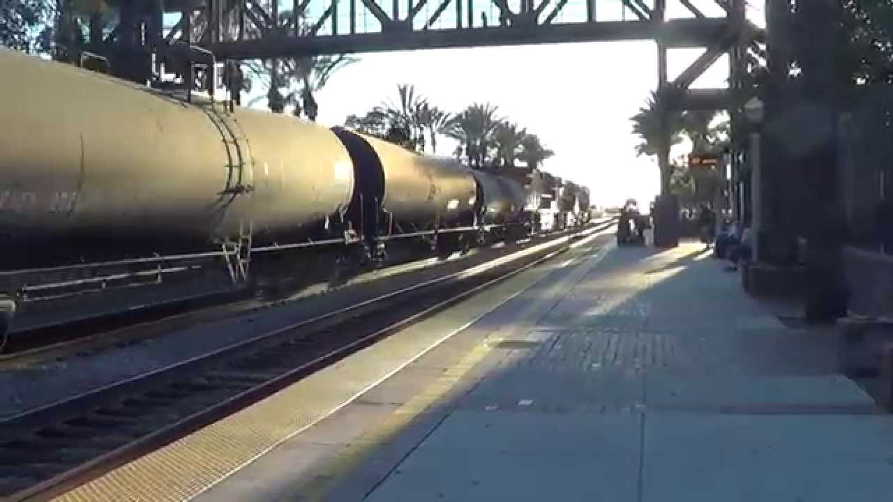 BNSF tank train & Amtrak #4 Southwest Chief arrival at Fullerton ...