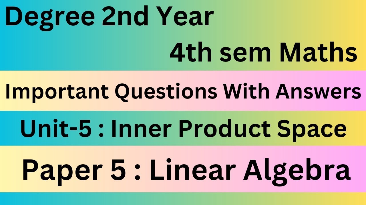 Degree 4th sem maths paper 5 unit-5 important questions with answers # ...