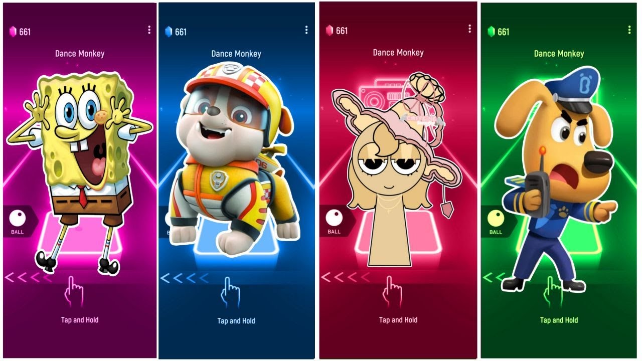 SpongeBob _ Sheriff Labrador _ Super Sprunki _ PAW Patrol _ Tiles Hop ...