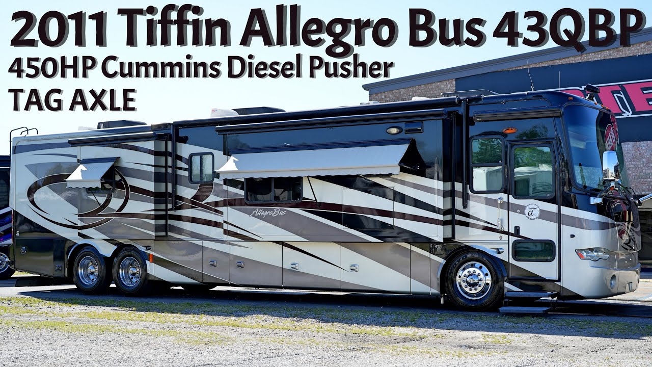 2011 Tiffin Allegro Bus 43QBP TAG AXLE A Class 450HP Cummins Diesel ...
