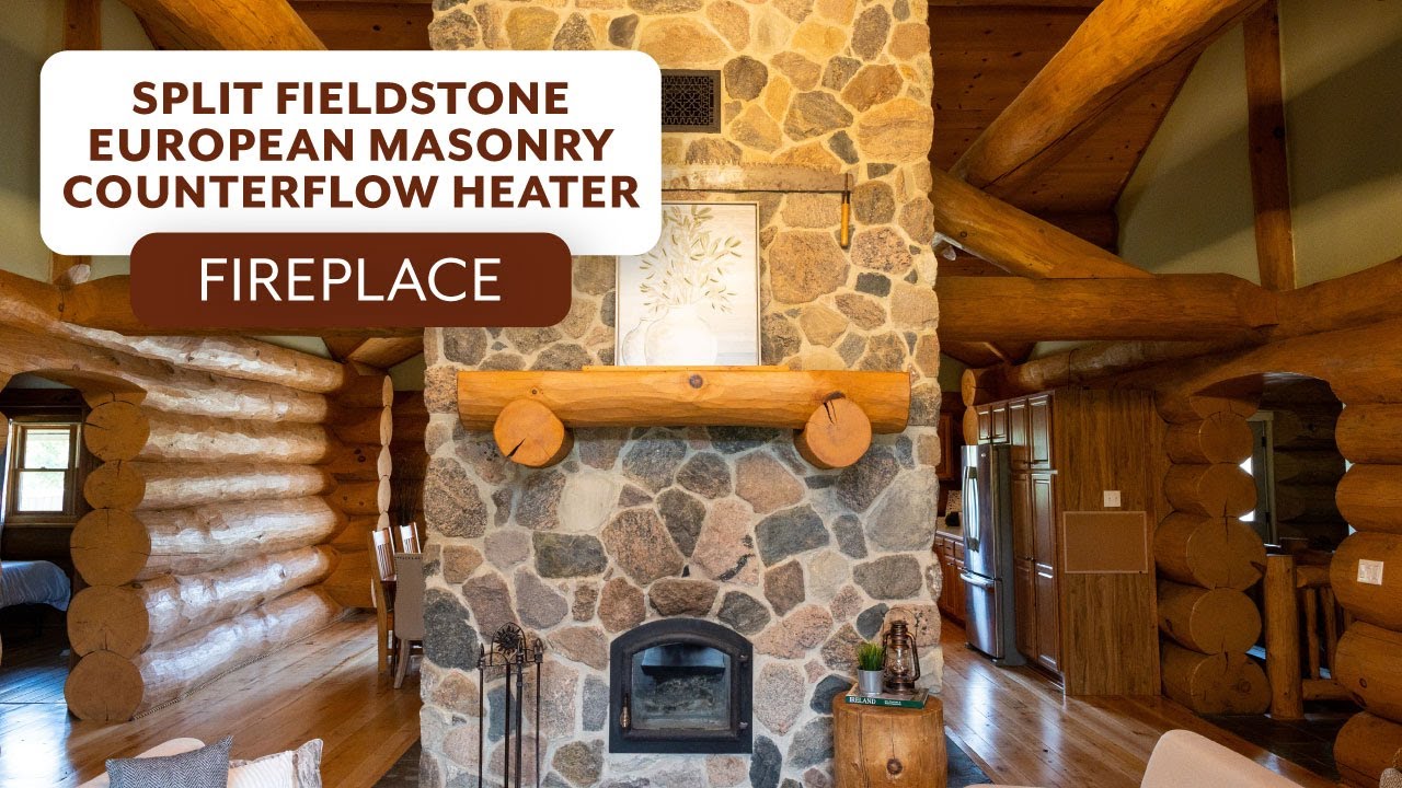 Split Fieldstone European Masonry Counterflow Heater Fireplace - YouTube