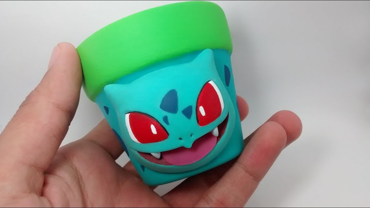Como Decorar Una Maceta con Porcelana Fría Bulbasaur Pokemon / How to decorate a Flowepot ...