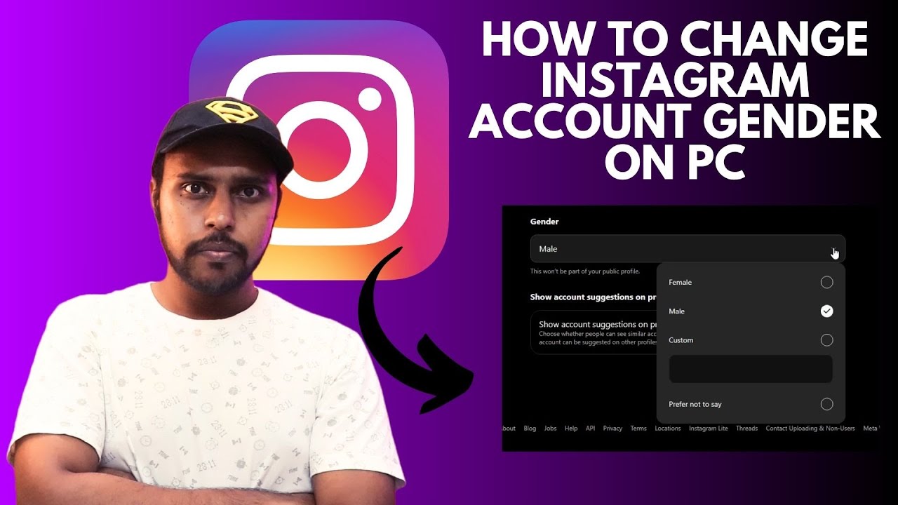 How to change instagram account gender on pc | select gender in ...