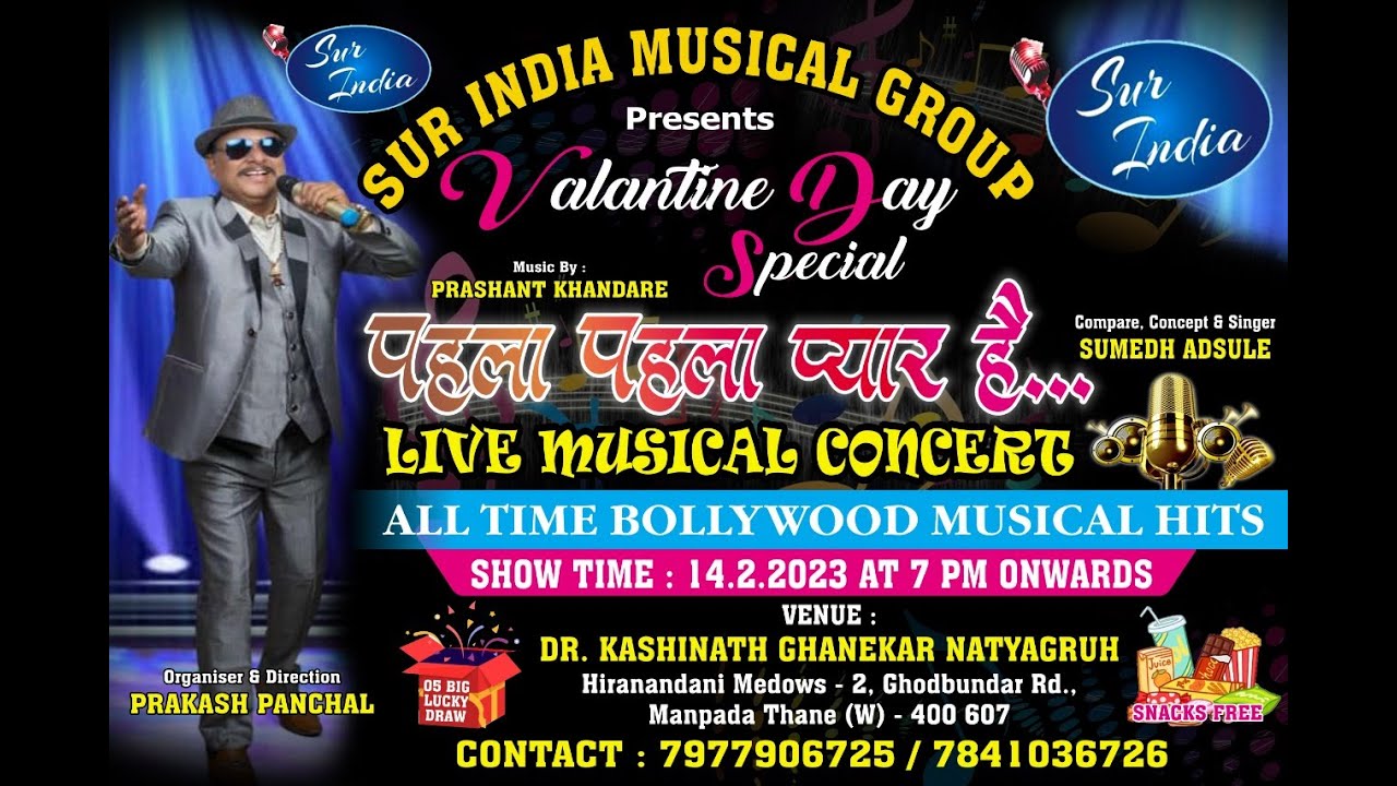 SUR INDIA LIVE MUSICAL SHOW ON 14.02.2023 AT KASHINATH GHANEKAR HALL ...