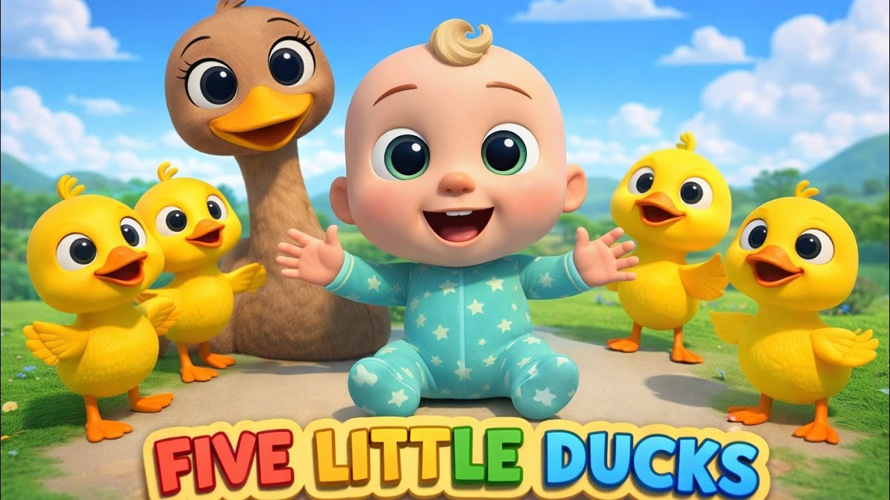 Five Little Ducks 🦆🎵 | Cute Duck Counting Song | Kids Rhyme | Baby ...