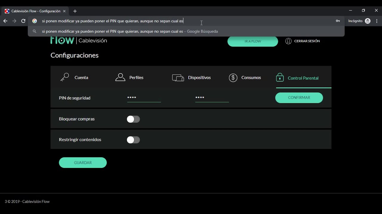 Cablevision/Personal Flow Tutorial sobre como cambiar PIN de Control ...