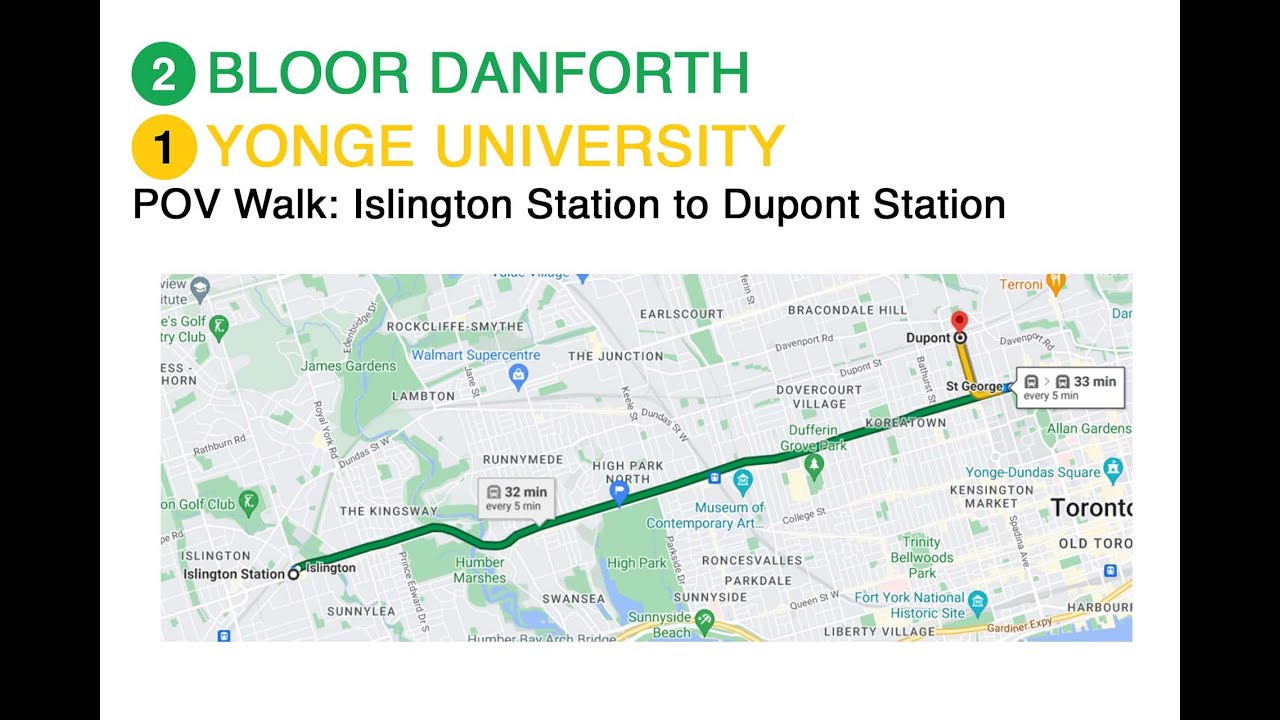 TTC POV Walk: Islington Station to Dupont Station via St. George ...