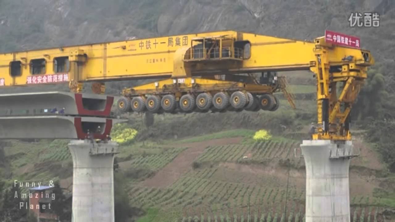 SLJ900 32 Bridge Girder Erection Mega Machine - YouTube