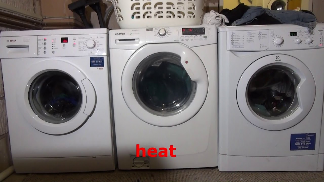 Wash Race No.33 : Bosch vs Hoover Vs Indesit : 1 hour wash - YouTube