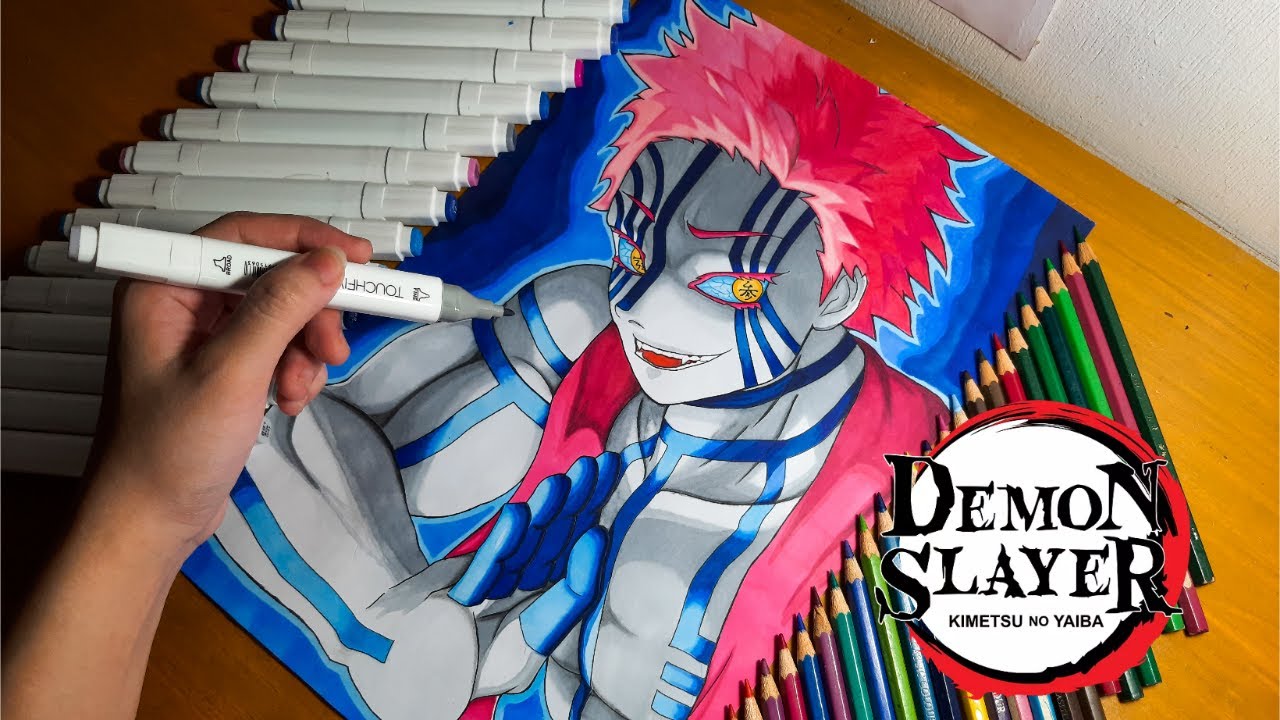 Drawing AKAZA from DEMON SLAYER (KIMETSU NO YAIBA) - YouTube