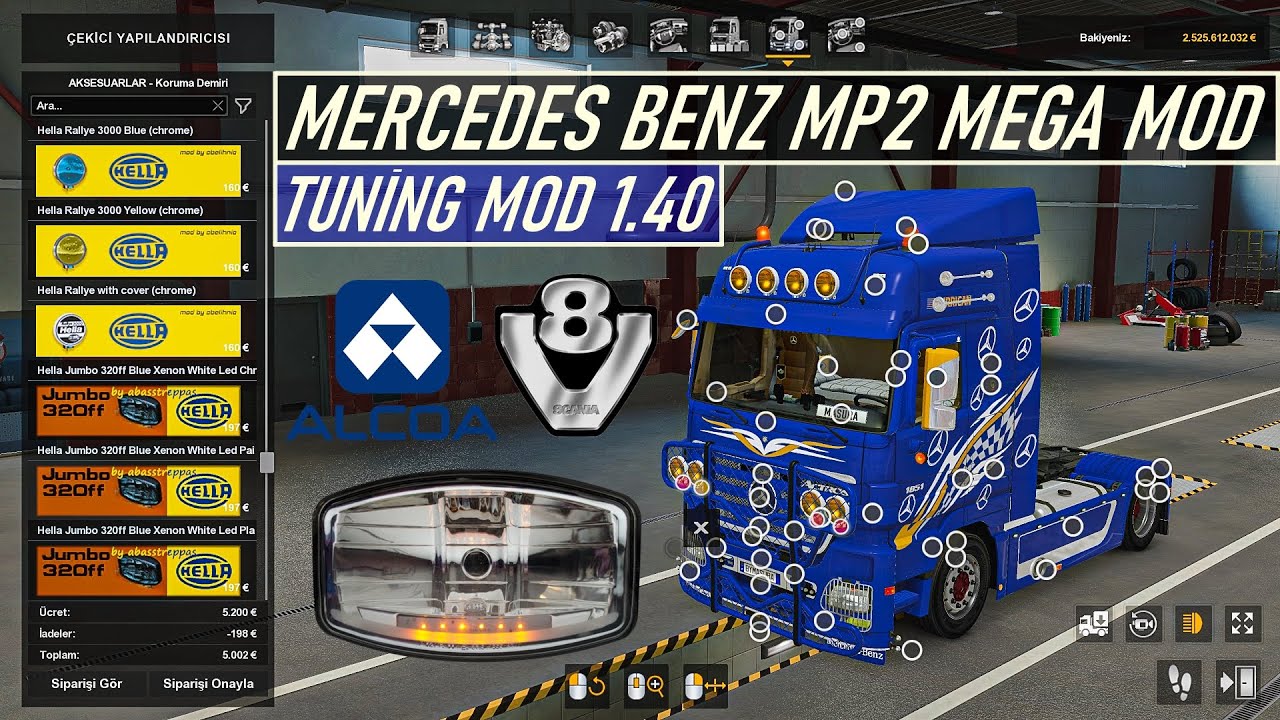 ETS 2 Mercedes Benz TUNİNG MOD // MEGA TUNİNG MOD 2021 -MB Actros MP2 ...