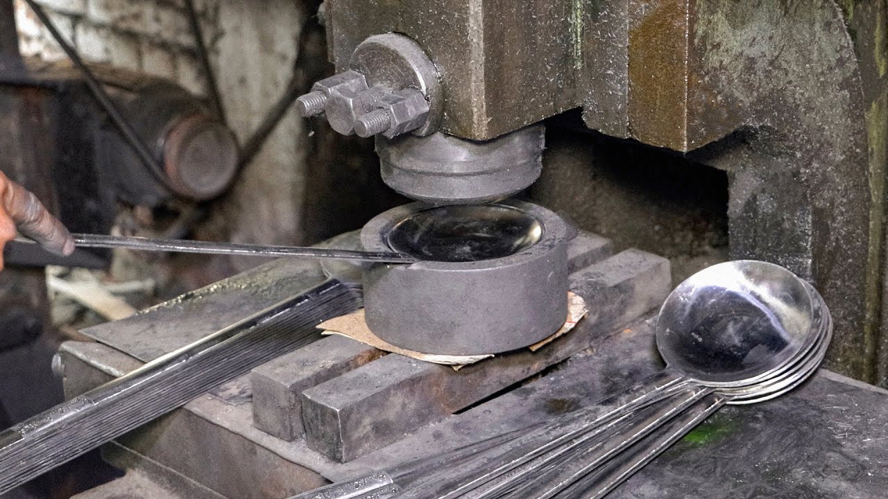 Amazing Process of Making Stainless Steel Ladle Spoon - YouTube