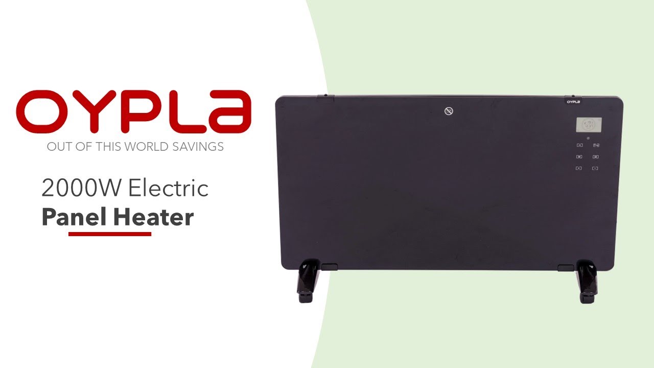 Oypla 2000W Black Glass Free Standing/Wall Mounted Electric Panel ...