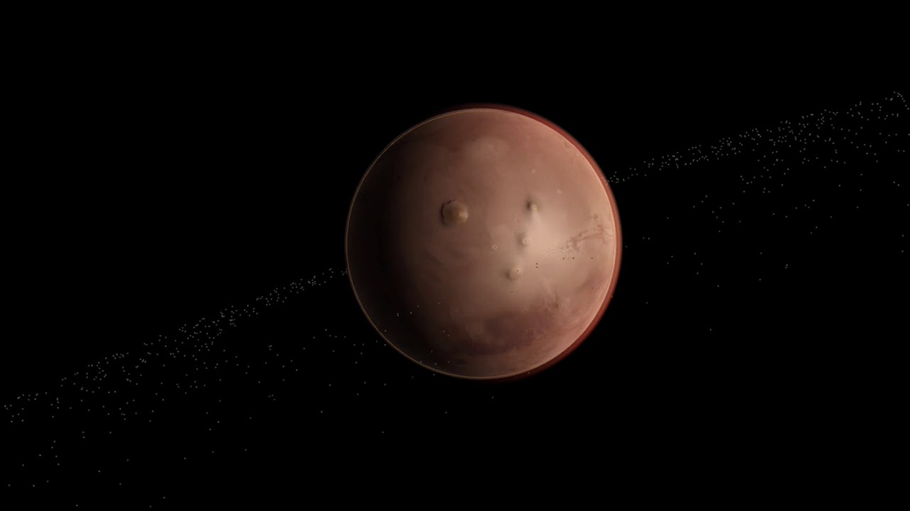 Moon Surrounded By Asteroid Ring