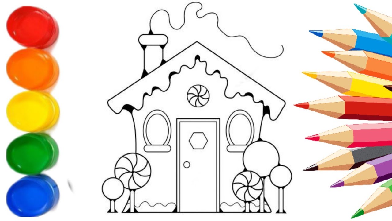Cute House Drawing, Coloring, Painting for kids and Toddler's - YouTube