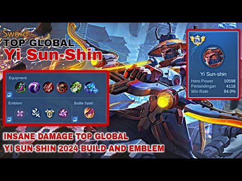 BEST BUILD TOP GLOBAL YI SUN-SHIN 2024, INSANE DAMAGE BUILD AND EMBLEM ...