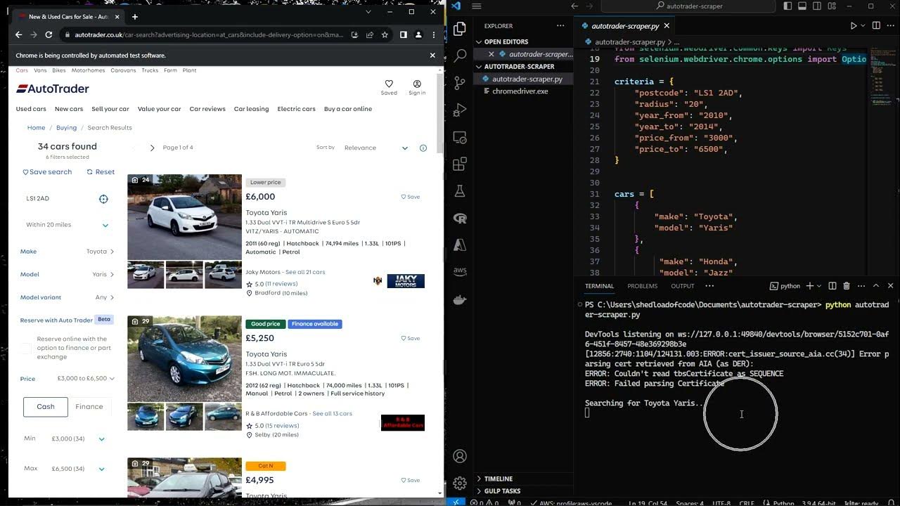 How to scrape AutoTrader with Python and Selenium to search for ...