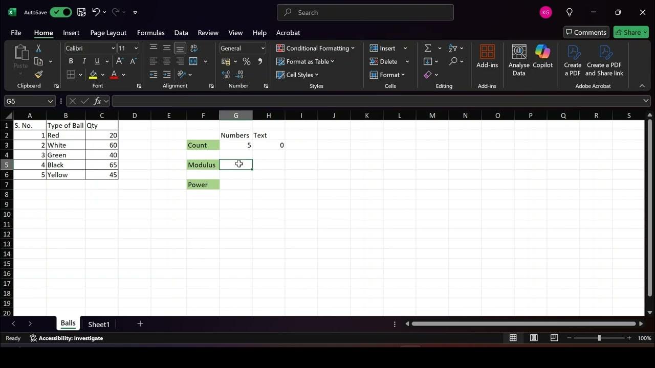 Count, Modulus and Power-Microsoft Excel 365 - YouTube