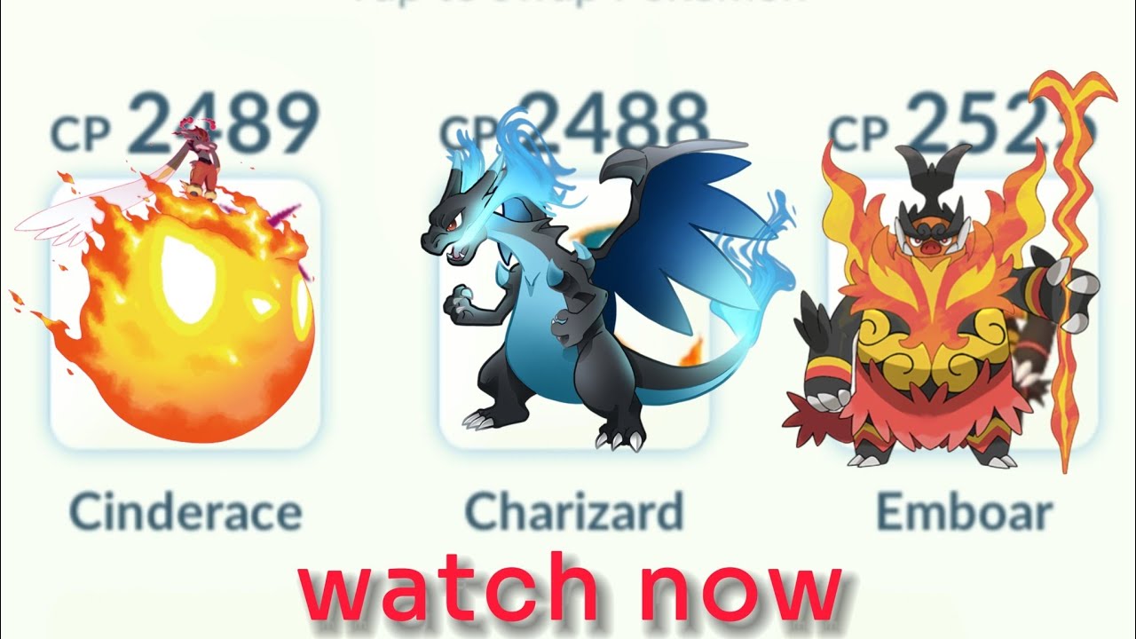3Vs3 MEGA CHARIZARD X G-MAX CINDERACE EMBOAR in Pokemon go battle - YouTube