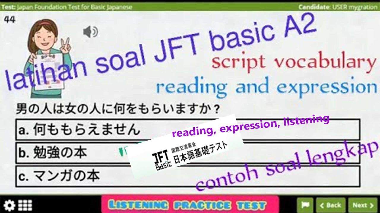 reading, expression, listening for japan foundation test | jft basic a2 ...