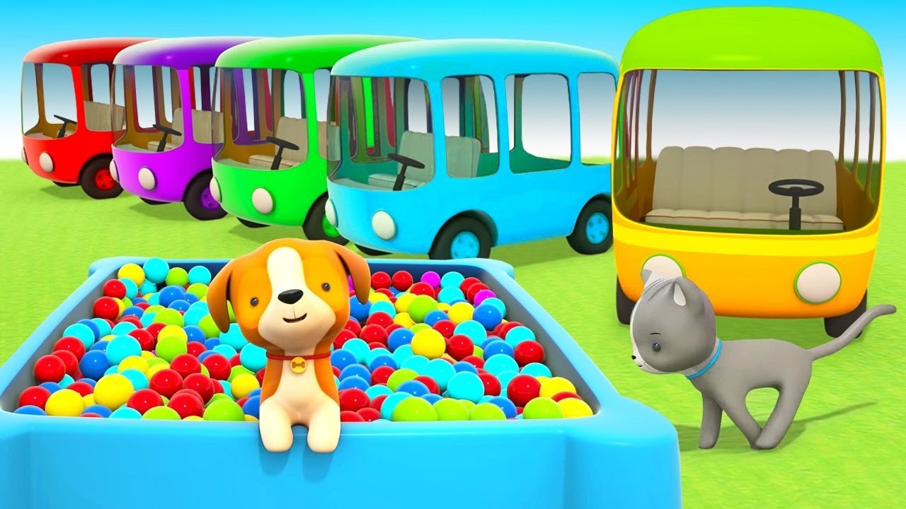 Animals for kids & the colored buses. Helper cars save the day. Full ...