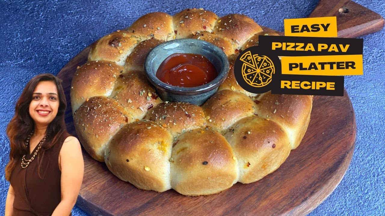 Pizza Pav Platter Recipe – Eggless Pavs Filled with Pizza– Soft ...